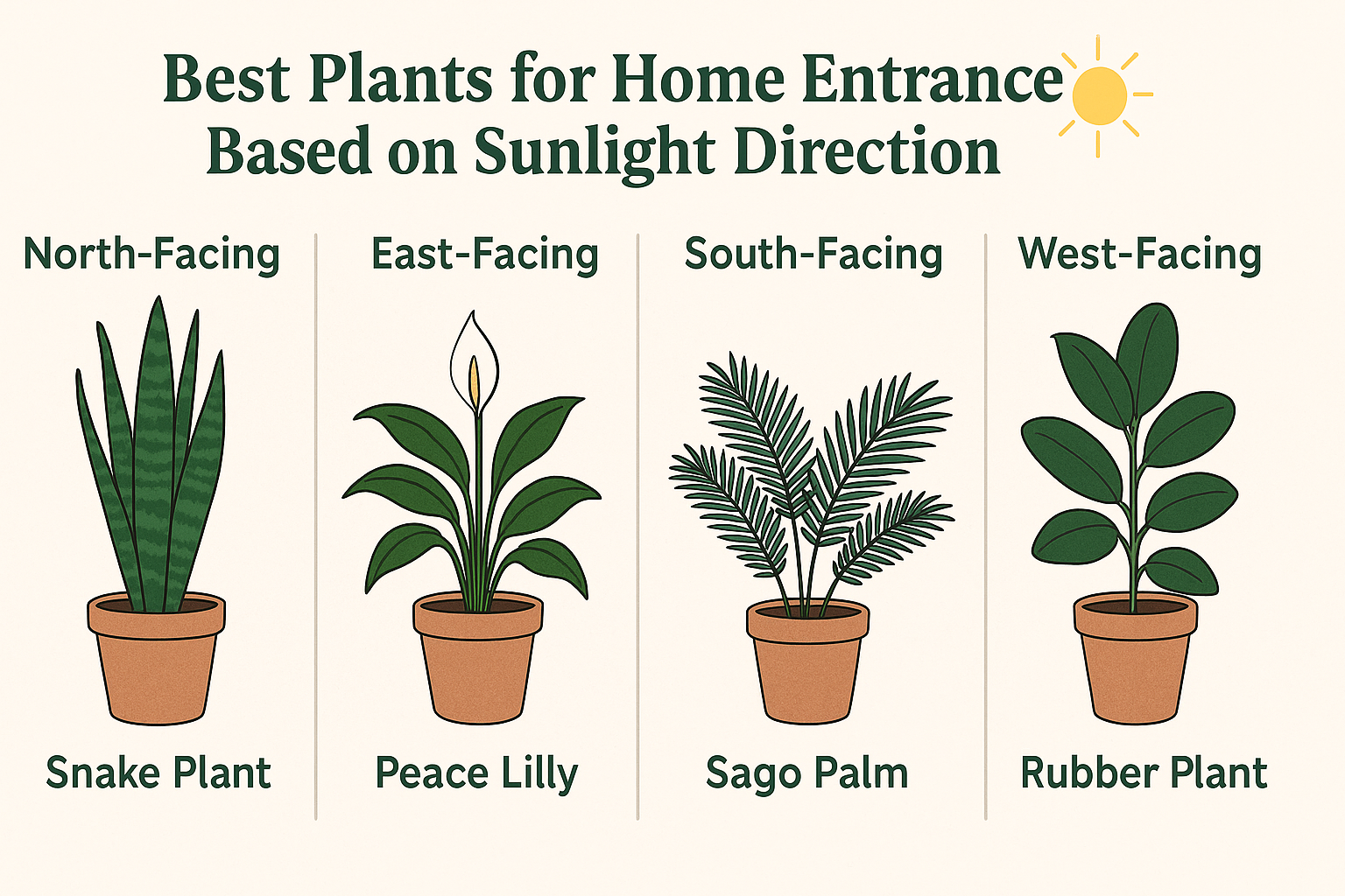 Best Plants for Home Entrance Based on Sunlight Direction